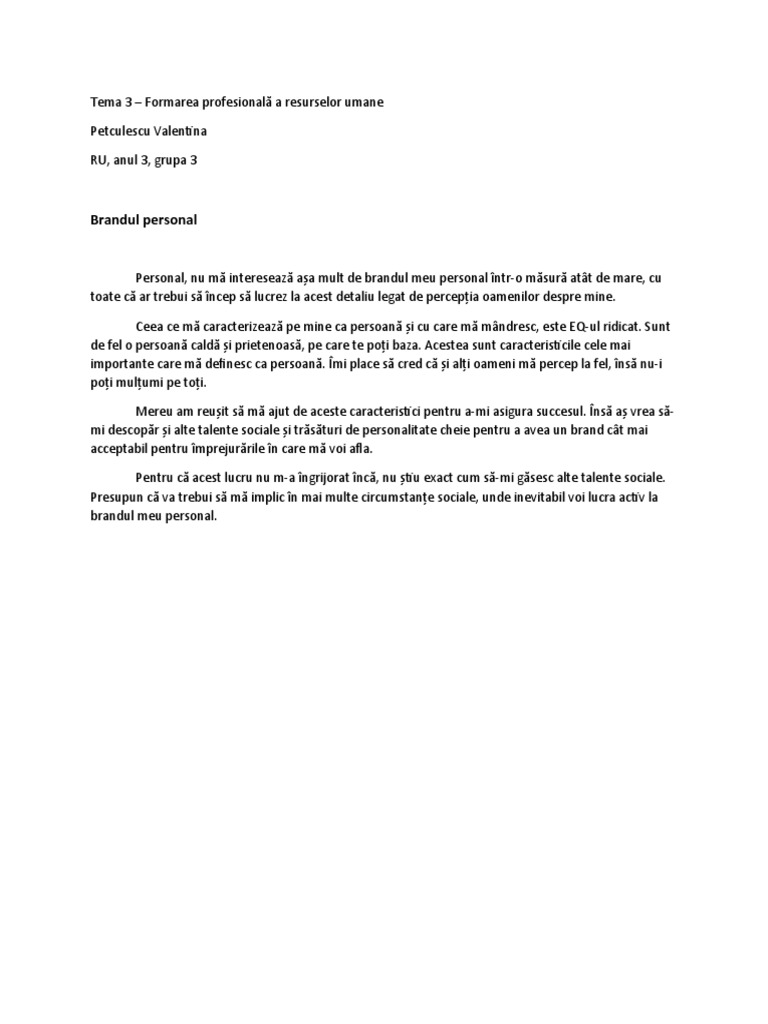 Tema 4_Formarea profesionala a resurselor umane | PDF