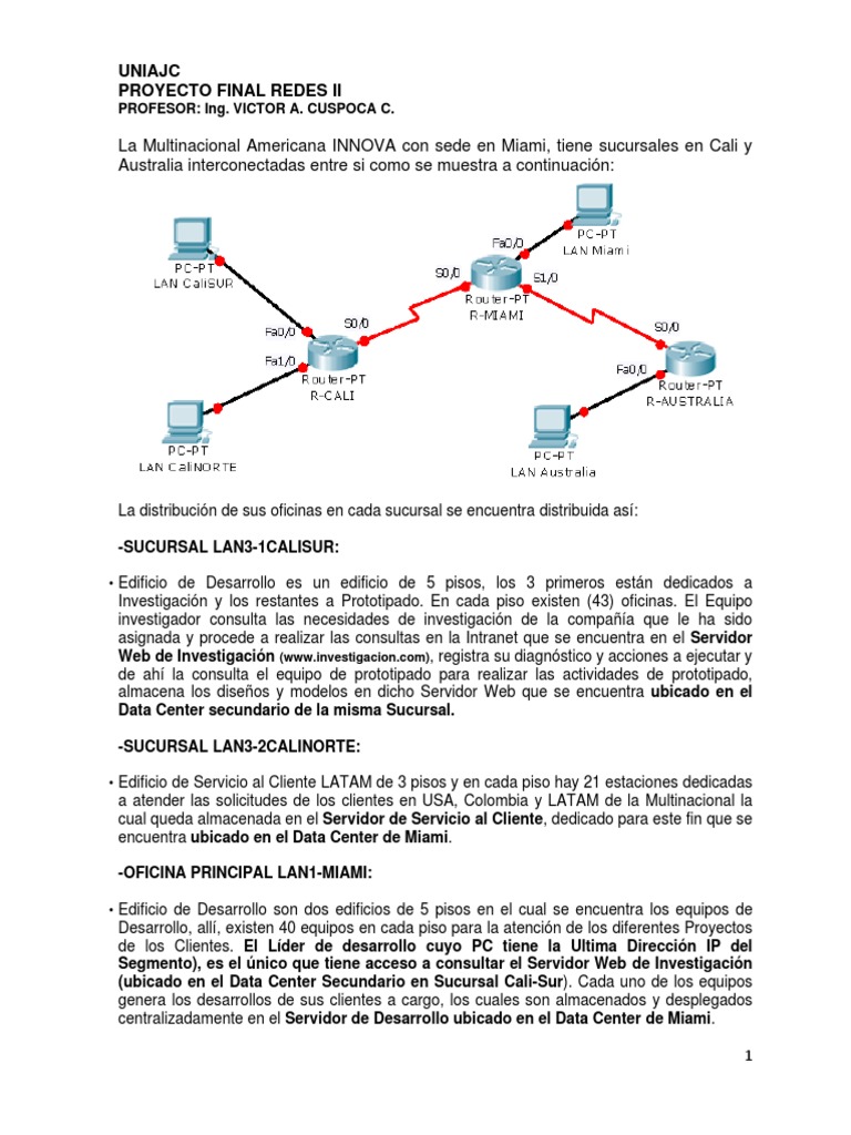 Proyecto Final Redes II | PDF | Enrutador (Computación) | Redes de computadoras