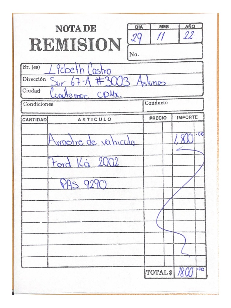 Nota de Remisión | PDF