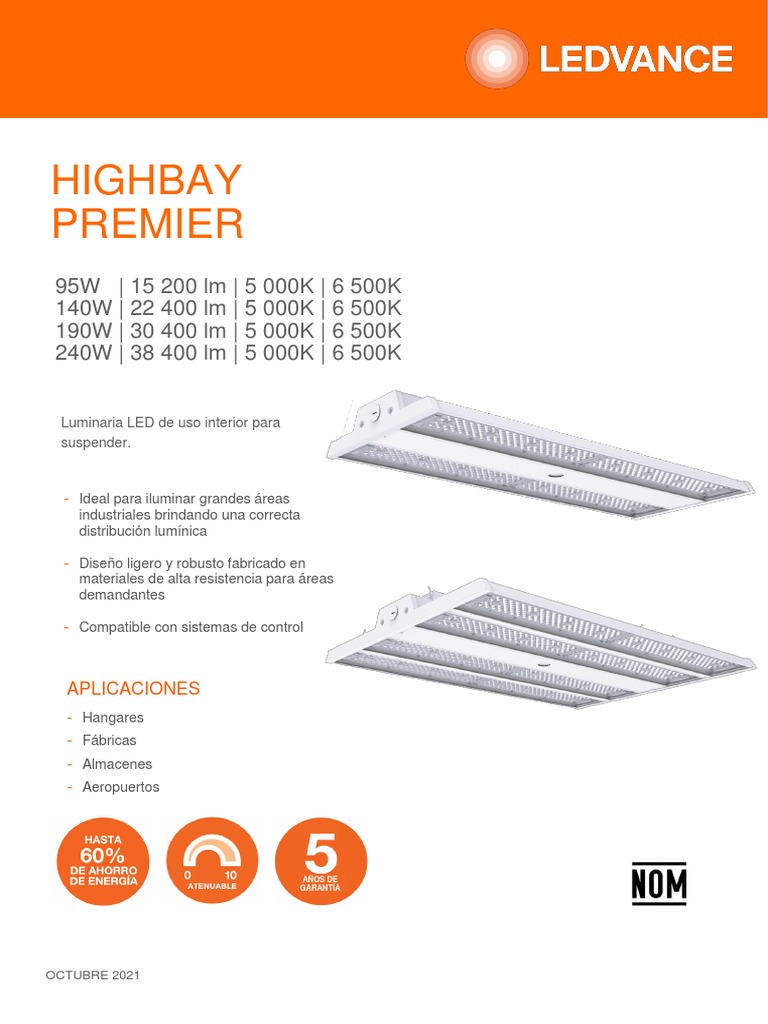 Ledvance® Highbay Premier Latam | PDF | Diodo emisor de luz | Ciencias ...