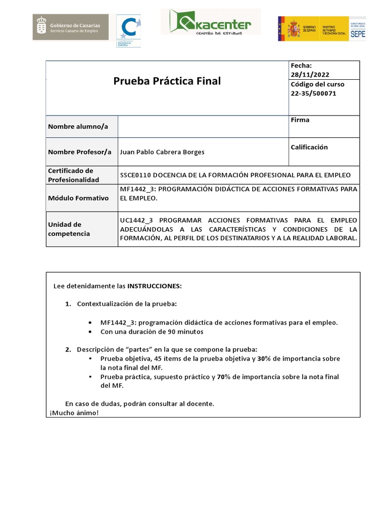EXAMEN PRÁCTICO MF1442_3 (2) | PDF