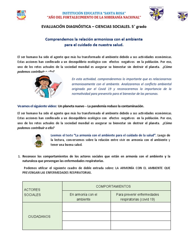 5° CCSS - Ficha 2 - Diagnóstica | PDF | Biodiversidad | Sustentabilidad