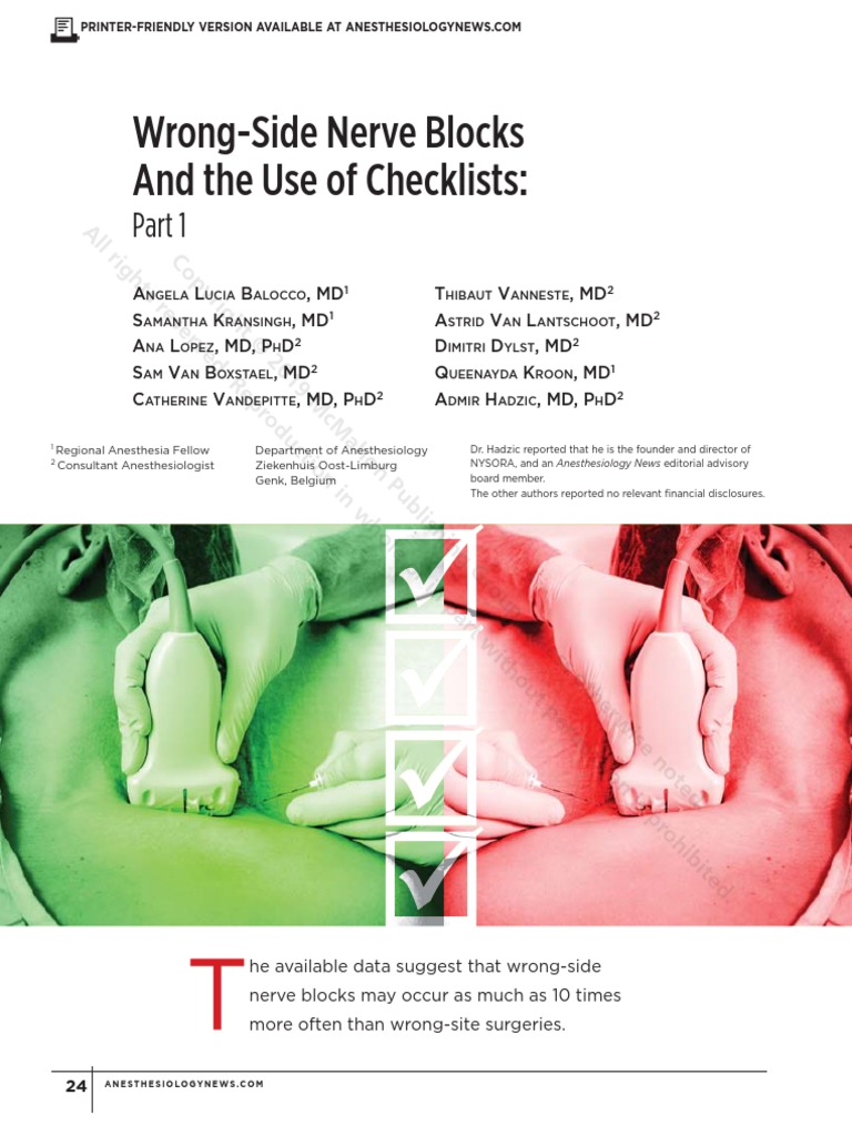 Wrong-Side Nerve Blocks and The Use of Checklists - Part 1 ...