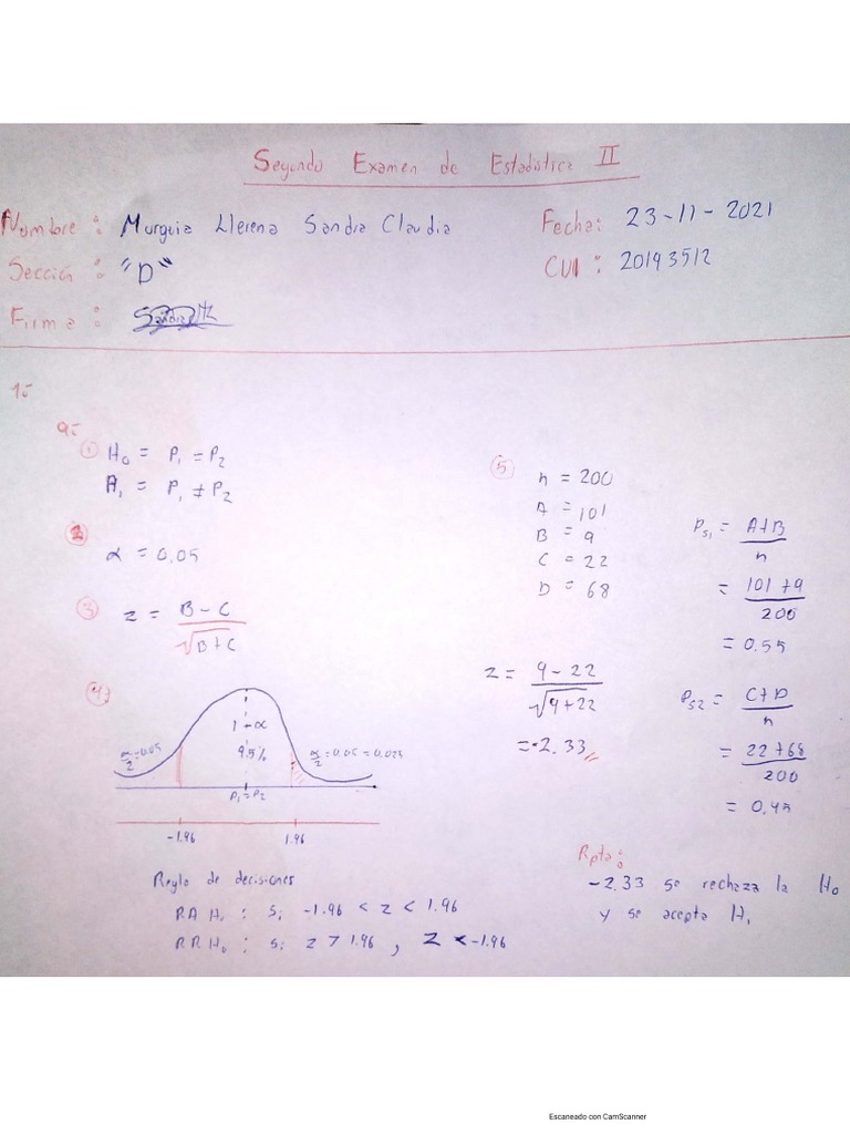 2° Examen de Estadistica II | PDF