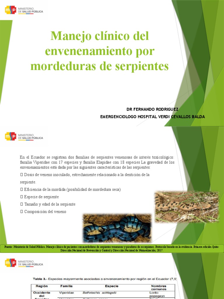 Manejo de Mordeduras de Serpientes | PDF | Veneno | Medicina
