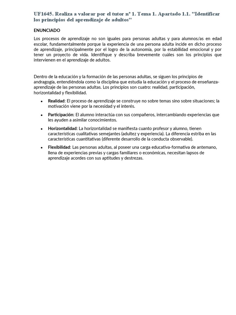 UF1645. Realiza A Valorar Por El Tutor Nº 1. Tema 1. Apartado 1.1 ...