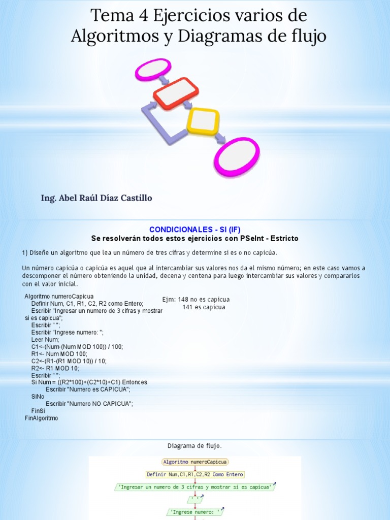 4 Ejercicios Varios de Algoritmos y Diagramas de Flujo | PDF