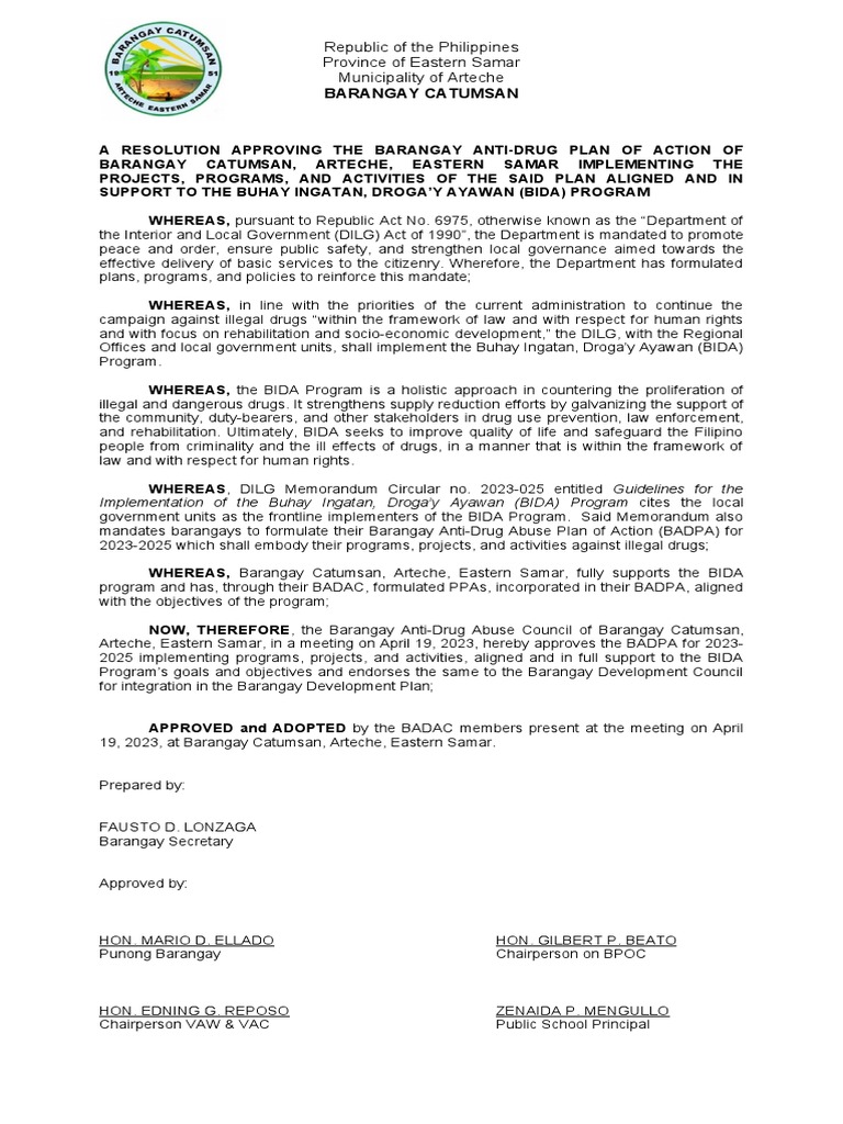 Resolution Approving Badpa | PDF | Justice | Crime & Violence