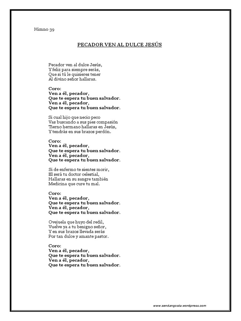 himno-39-pecador-ven-al-dulce-jesus | PDF