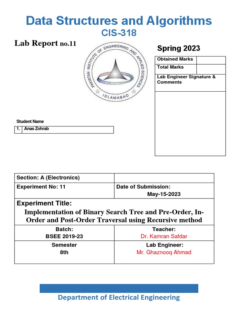 DSA Lab Report 11 Anas Zohrab | PDF | Applied Mathematics ... DSA Lab Report 11 Anas Zohrab | PDF | Applied Mathematics ...