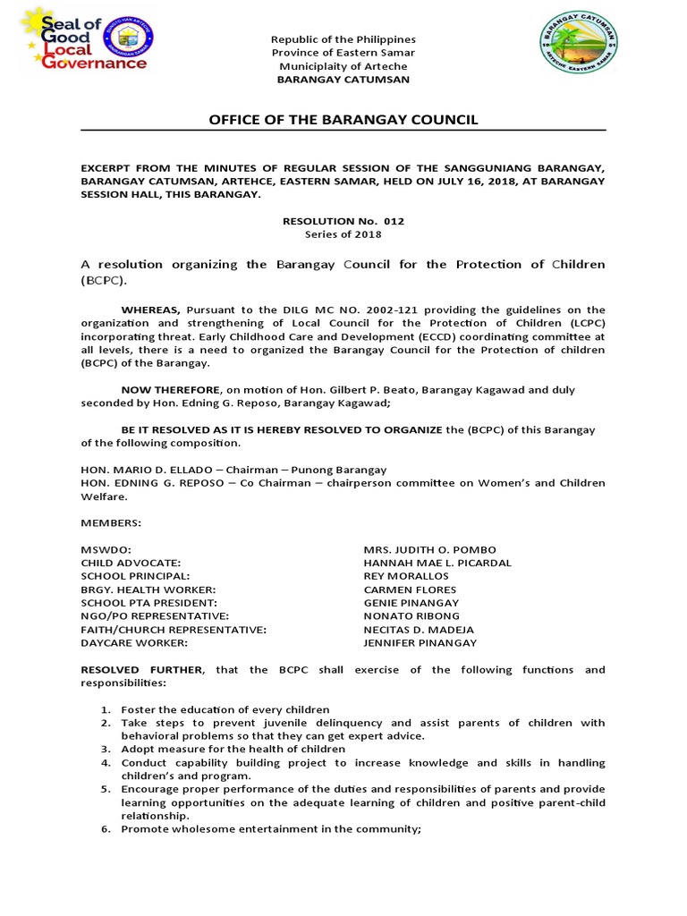 BCPC Reso | PDF | Child Care | Youth