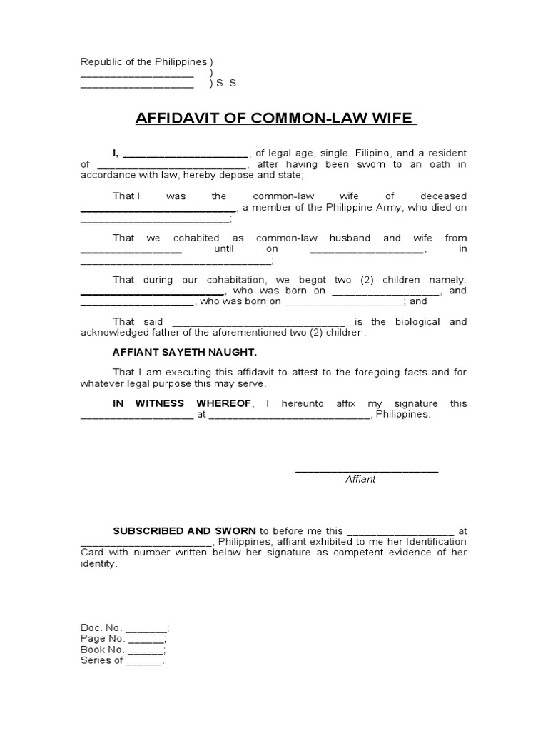 Affidavit of Common Law Wife | PDF