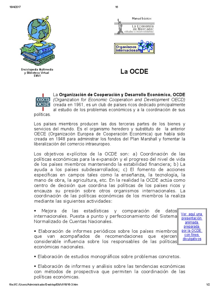 16.pdf LA OCDE | PDF | Economias | Relaciones Internacionales