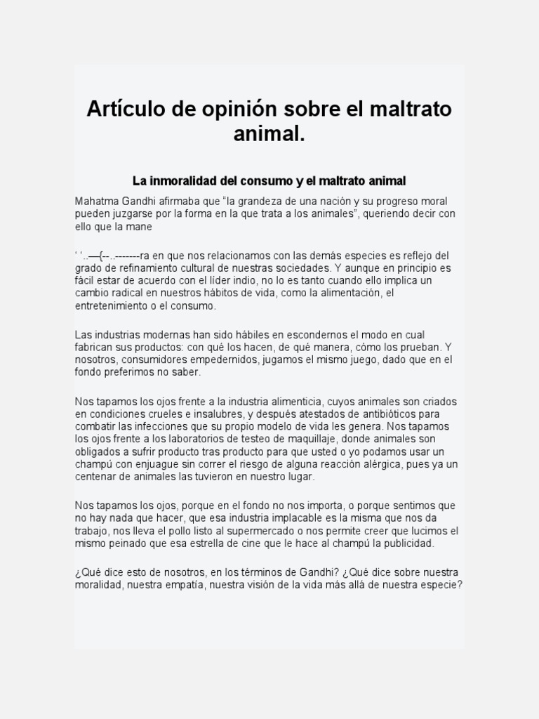 Opinión sobre el maltrato animal | PDF | Moralidad