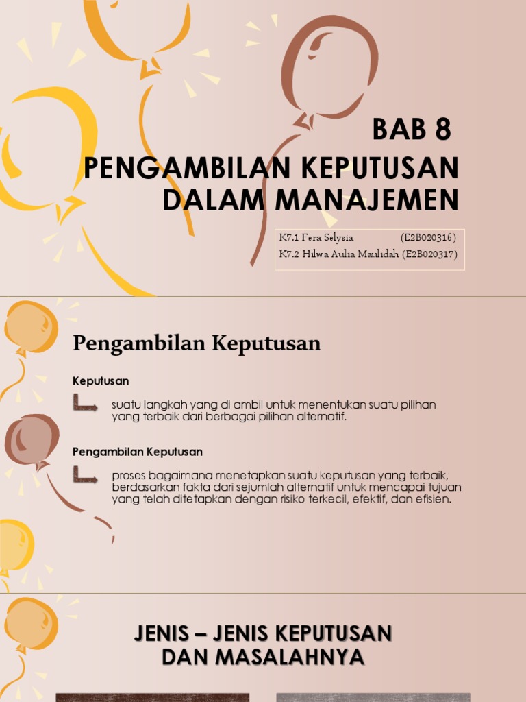 K.7 Bab 8 Pengambilan Keputusan Dalam Manajemen | PDF