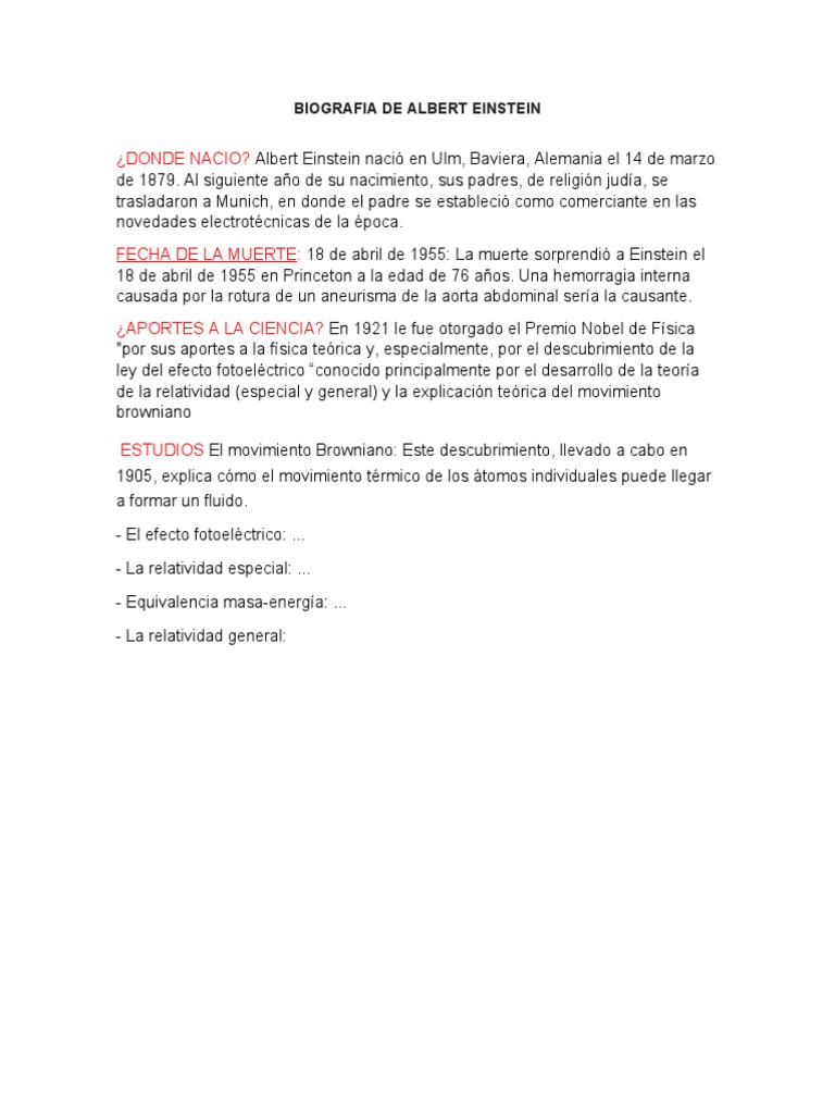 Biografia de Albert Einstein | PDF