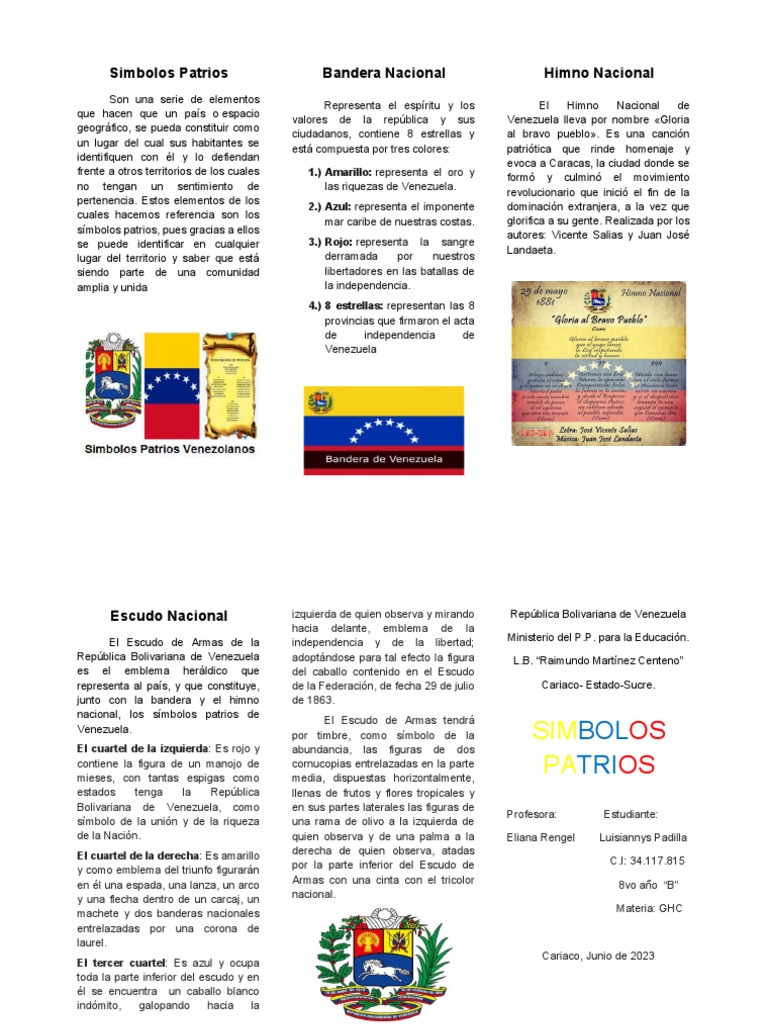 Simbolos Patrios Luisiannys | PDF | Símbolos nacionales | Los símbolos
