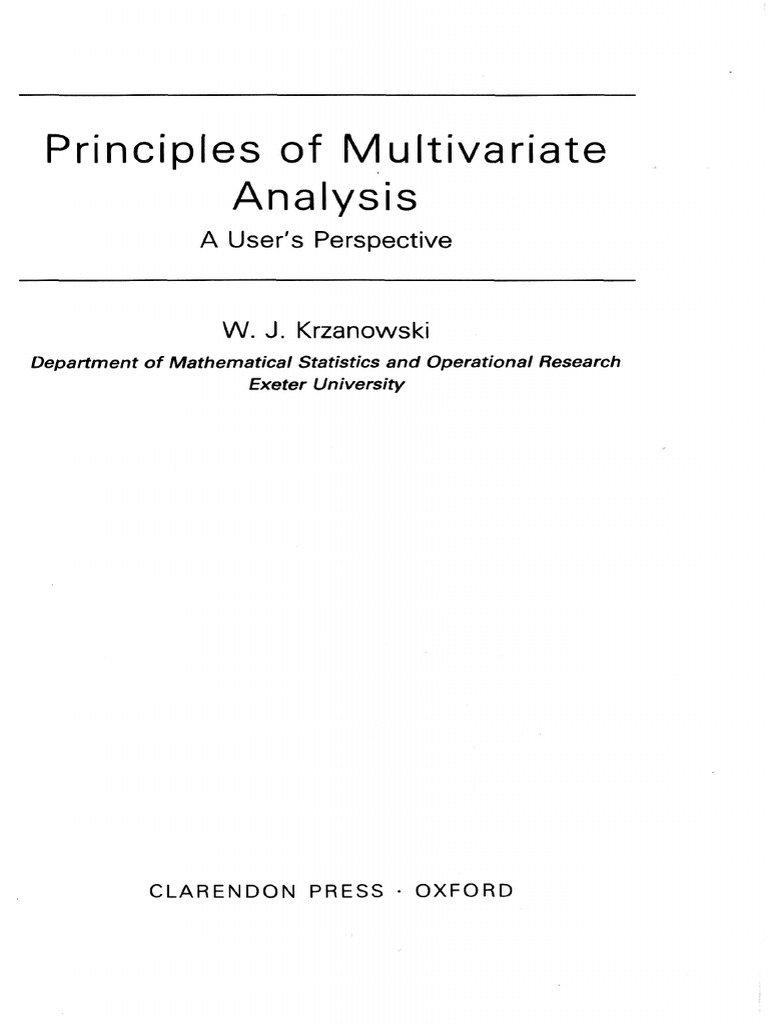 Principles of Multivariate Analysis | PDF | Factor Analysis | Matrix (Mathematics)