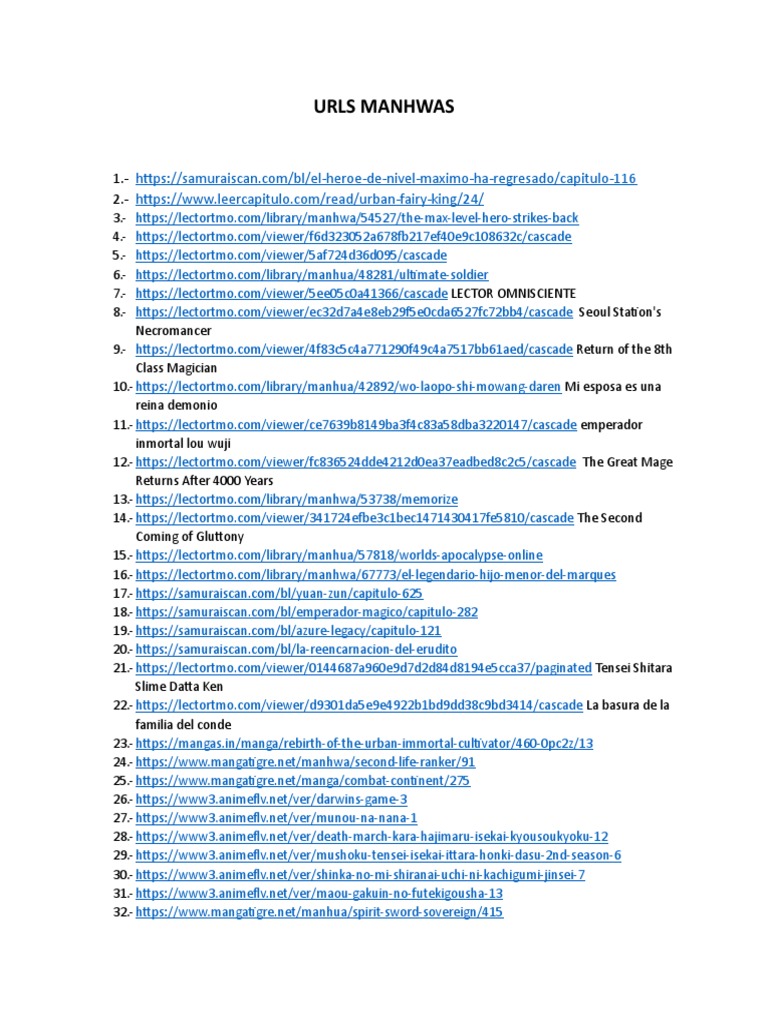 Urls Manhwas | PDF