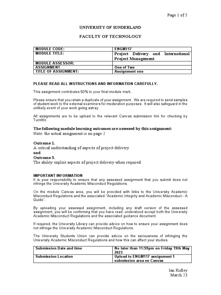 ENGM117 Sem2 - Ass1 - 2223 - OnCampus | PDF | Academic Publishing | Academic Dishonesty