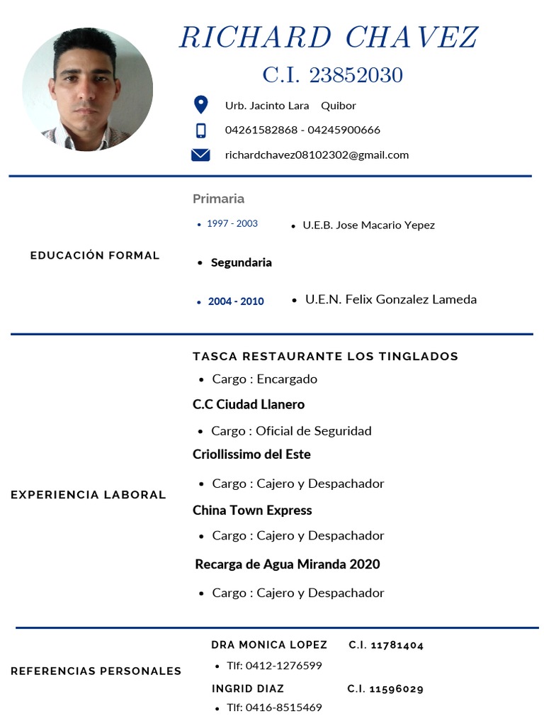 Curriculum Vitae de Richard Chávez | PDF