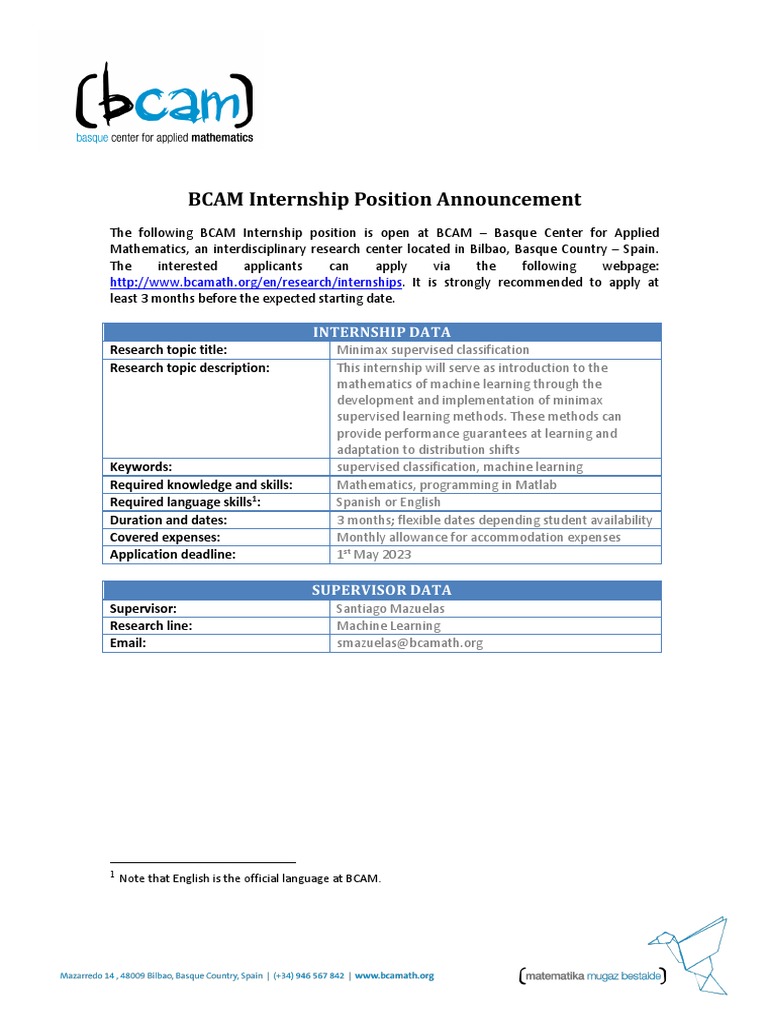 BCAM InternshipRequestForm-Minimax Supervised Classification-Mar-2023 ...