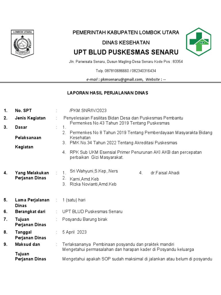 Laporan SPJ Perjadin Posyandu Keluarga | PDF