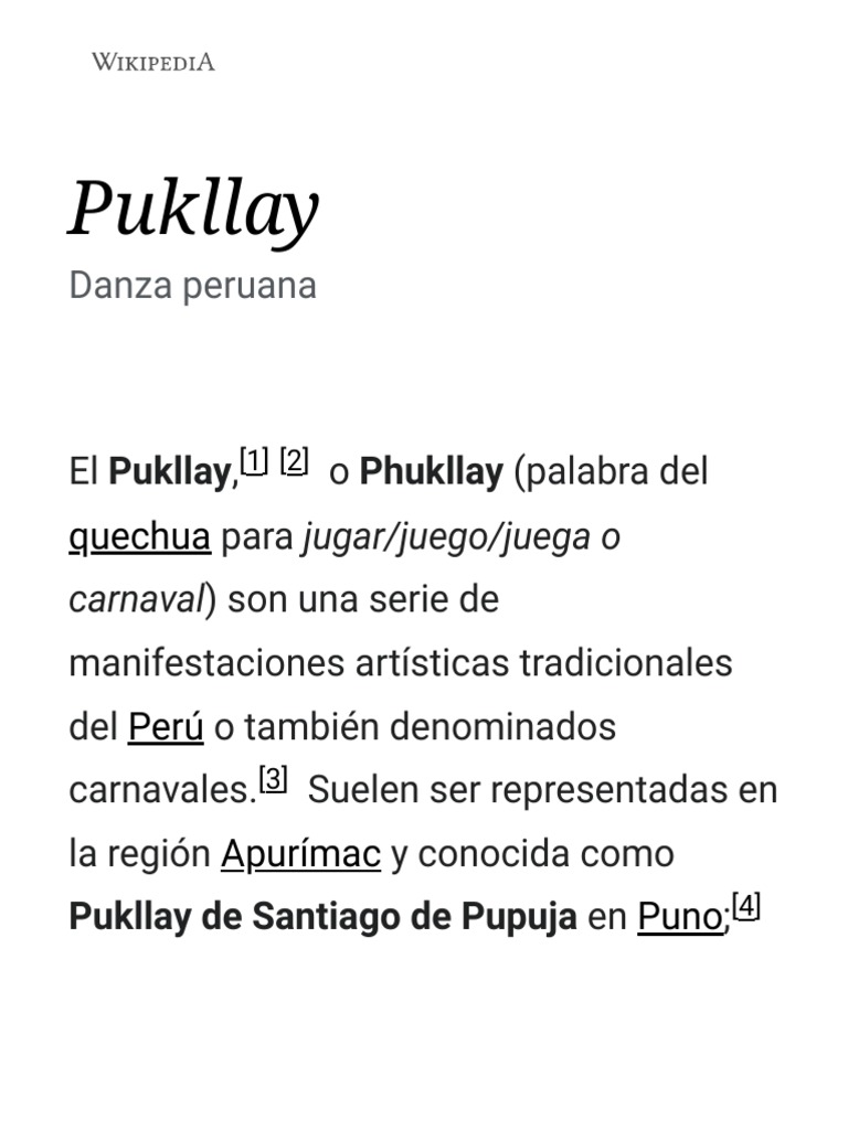 Pukllay - Wikipedia, La Enciclopedia Libre | PDF | Fiestas populares ...