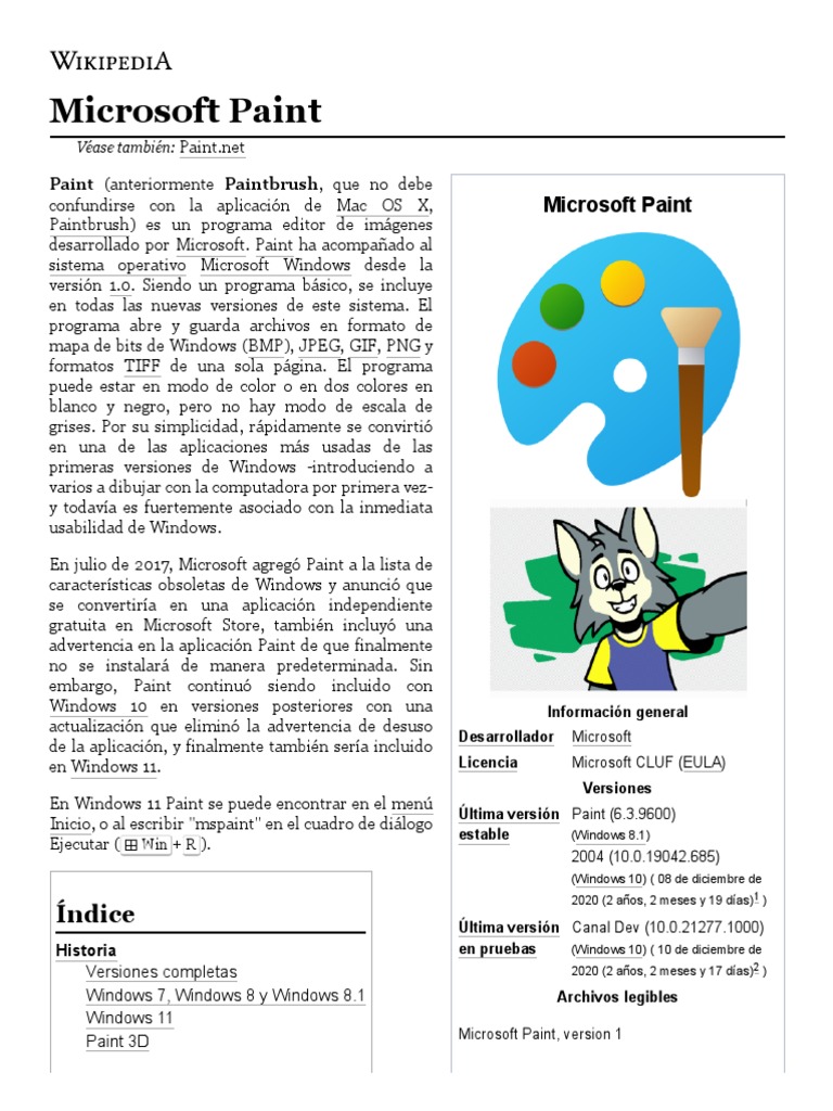 Microsoft Paint - Wikipedia, La Enciclopedia Libre | PDF | Informática ...