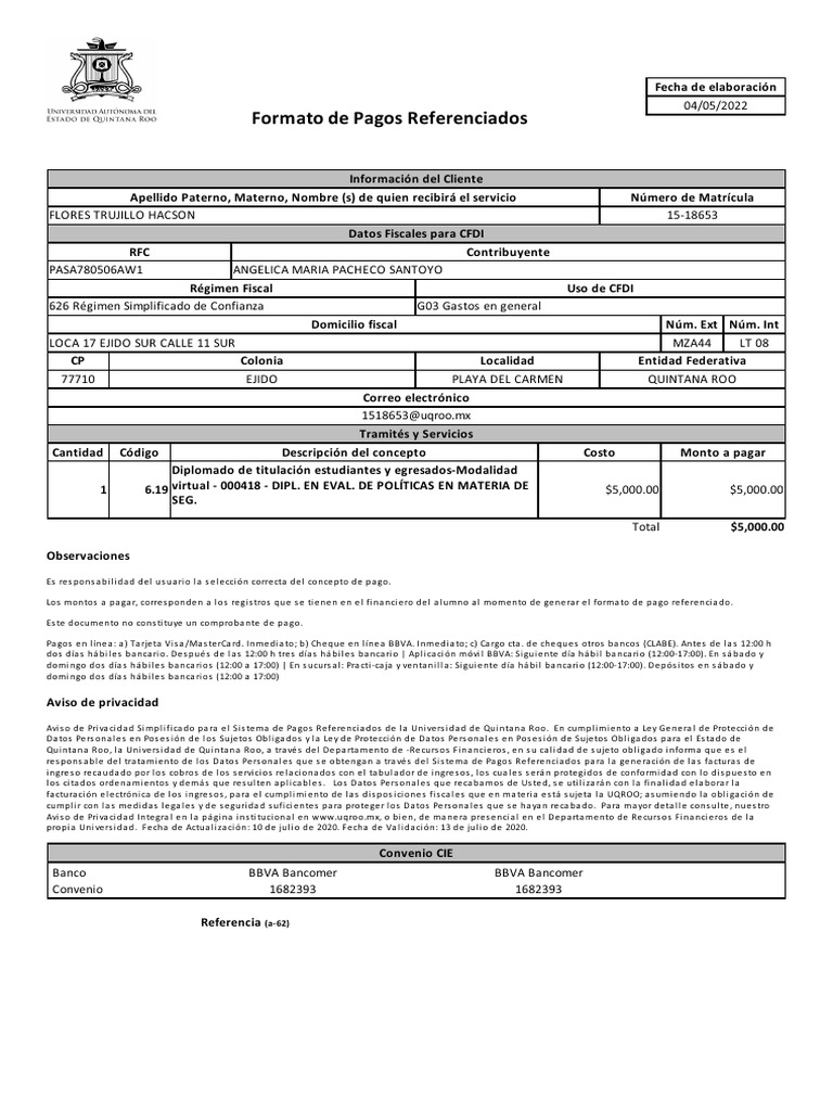 Formato de Pagos Referenciados | PDF