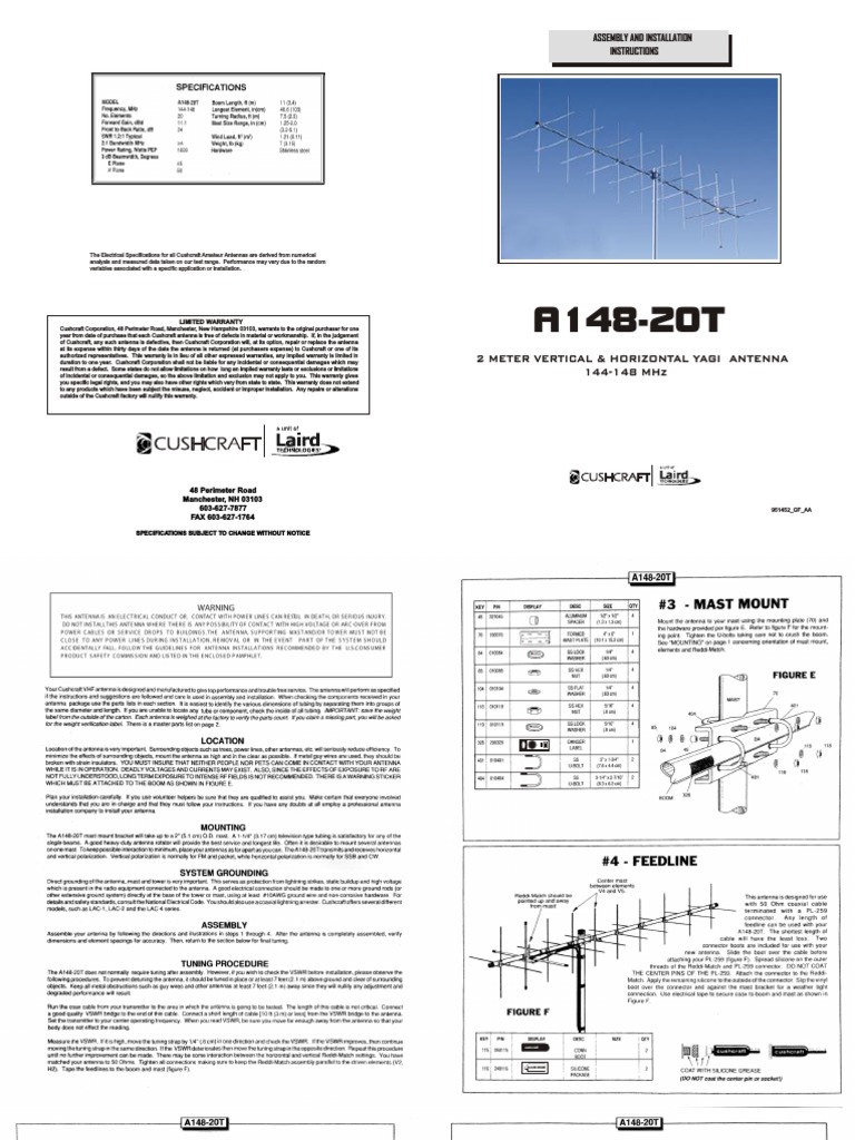 2 Meter Vertical & Horizontal Yagi Antenna 144-148 MHZ: Assembly and ...