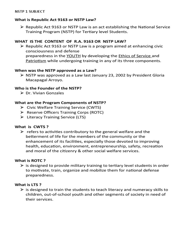 NSTP 1 Guide | PDF | Self Concept | Self Esteem