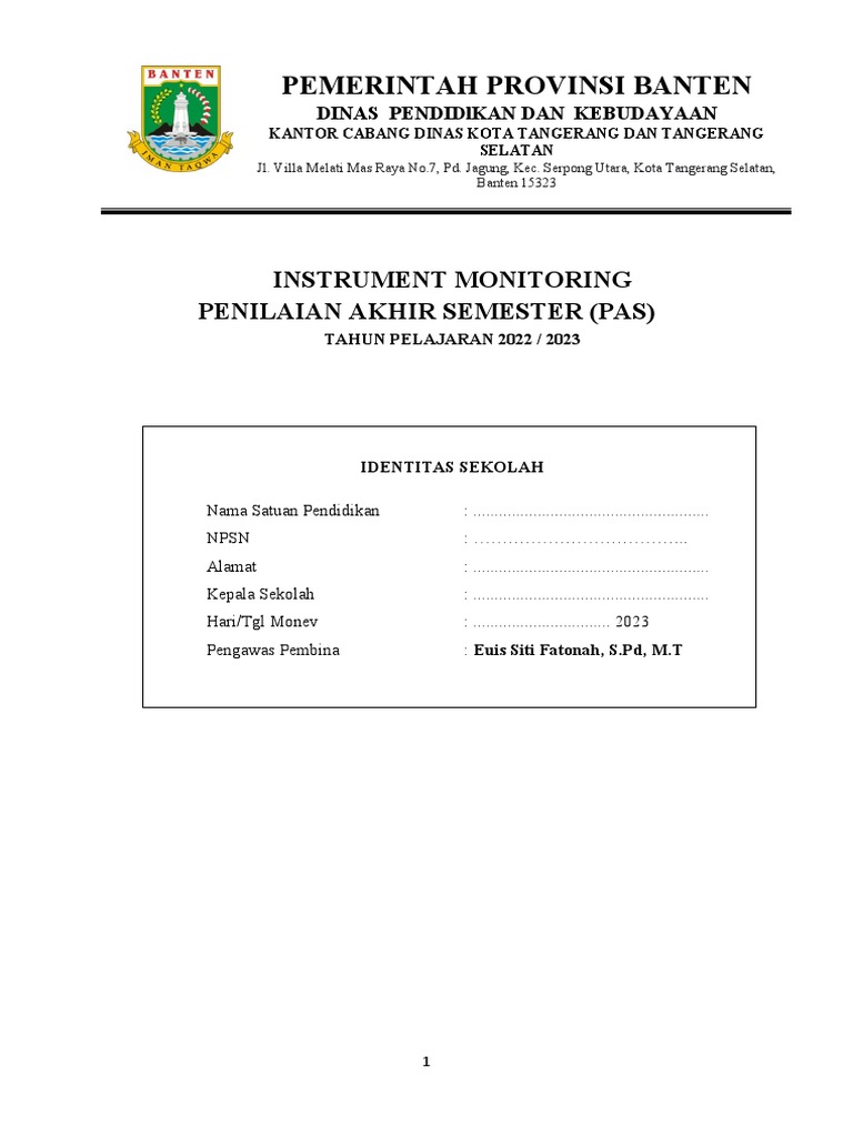 Instrumen Monev Pas 2023 | PDF