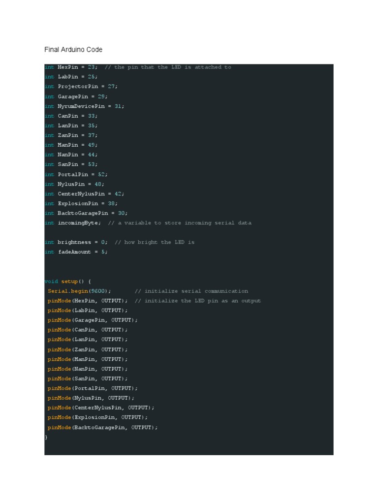 Omniversal Escapade Arduino Code | PDF | Computer Engineering | Computing Omniversal Escapade Arduino Code | PDF | Computer Engineering | Computing