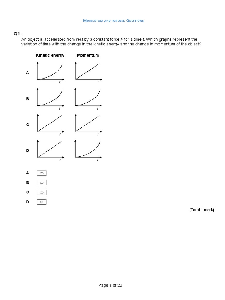 Momentum and Impulse Exam Questions. | PDF | Collision | Momentum