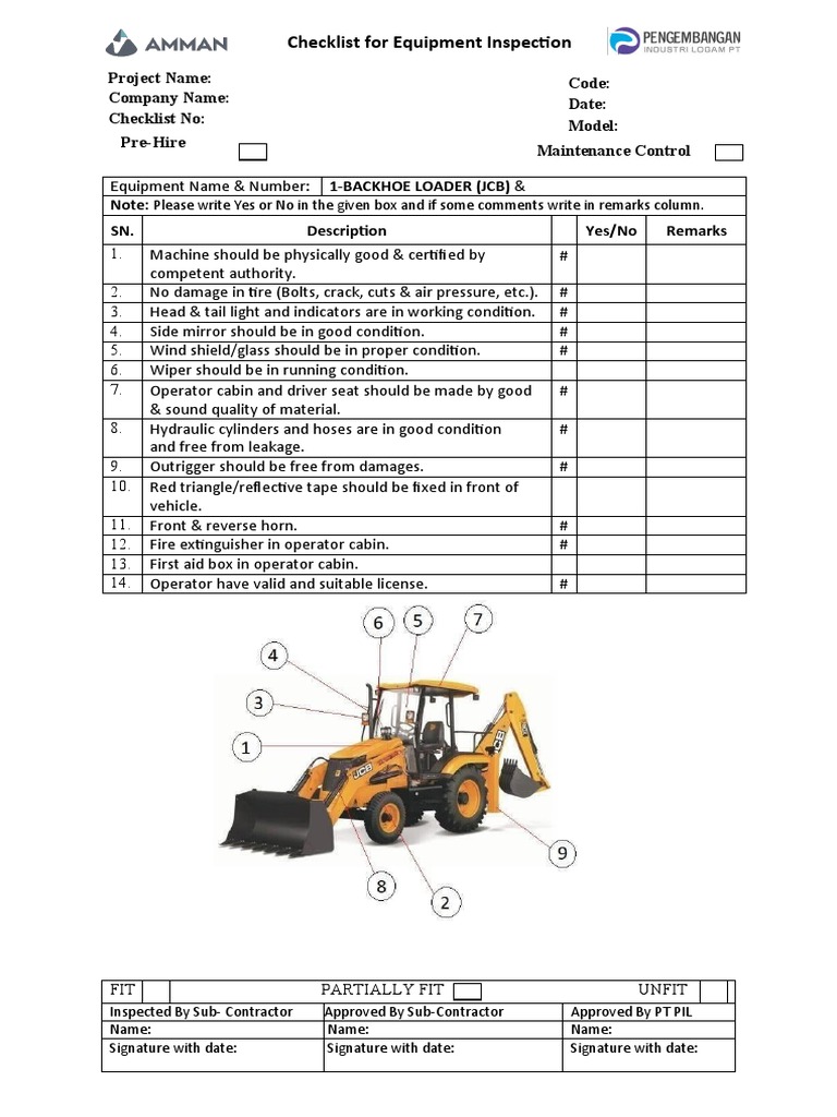 Equipment Inspection Checklist New | PDF | Electrical Connector | Crane ...
