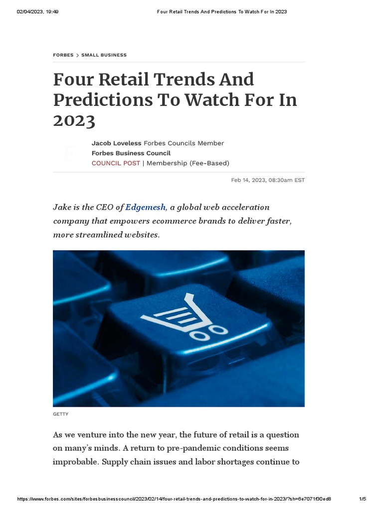 FORBES - Four Retail Trends and Predictions To Watch For - 2023 | PDF | Retail | E Commerce