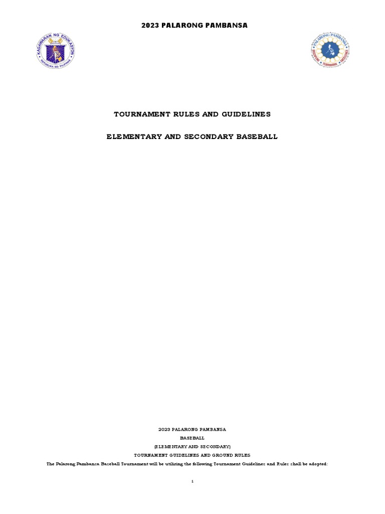 Baseball Tournament Rules | PDF | Baseball Field | Pitcher