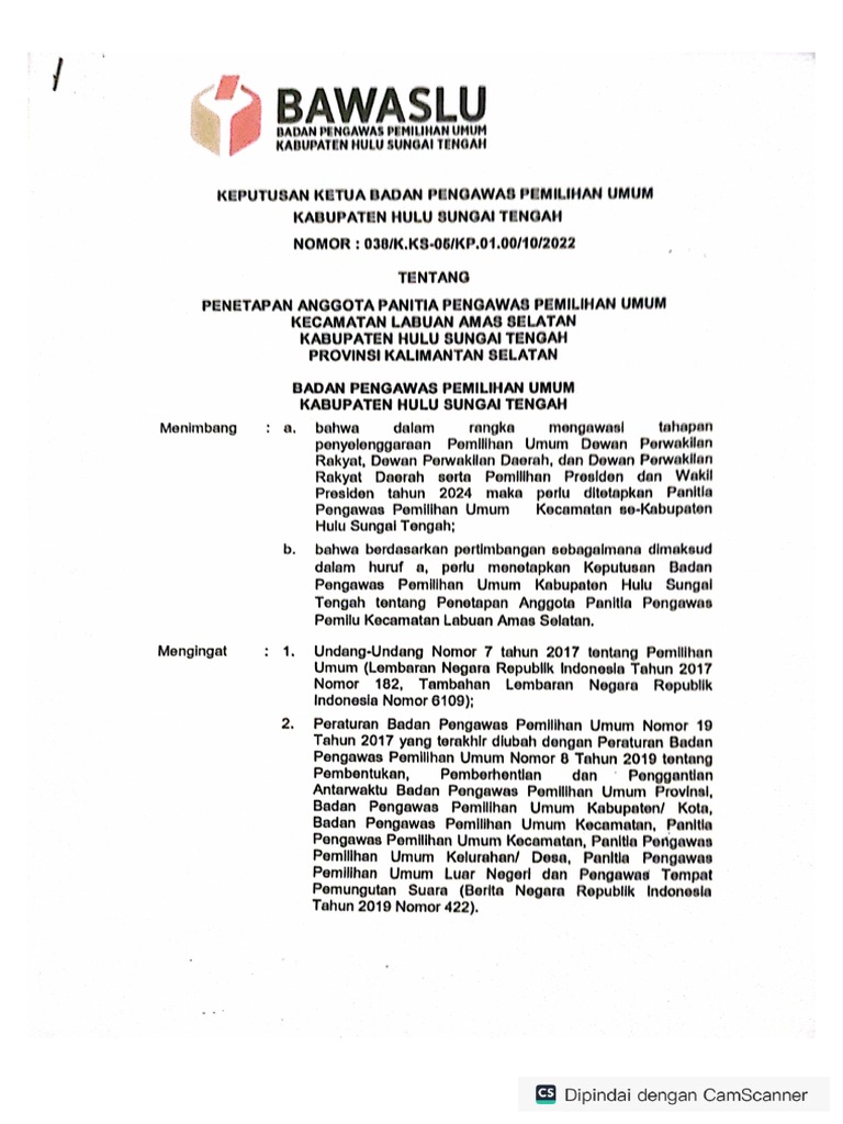 SK Panwascam 2024 | PDF SK Panwascam 2024 | PDF