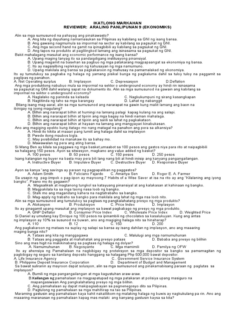 Reviewer 3RD Quarter Ap 9 | PDF