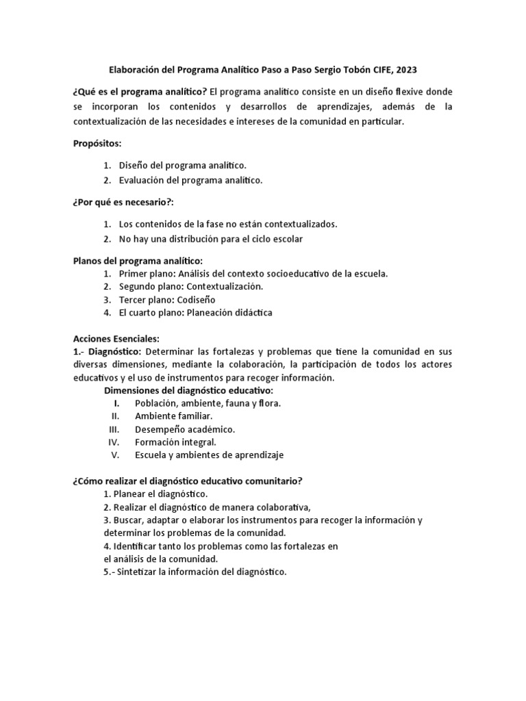 Analisis Elaboración Del Programa Analítico Paso A Paso Sergio Tobón