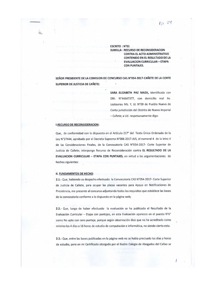 Recurso de Reconsideracion | PDF