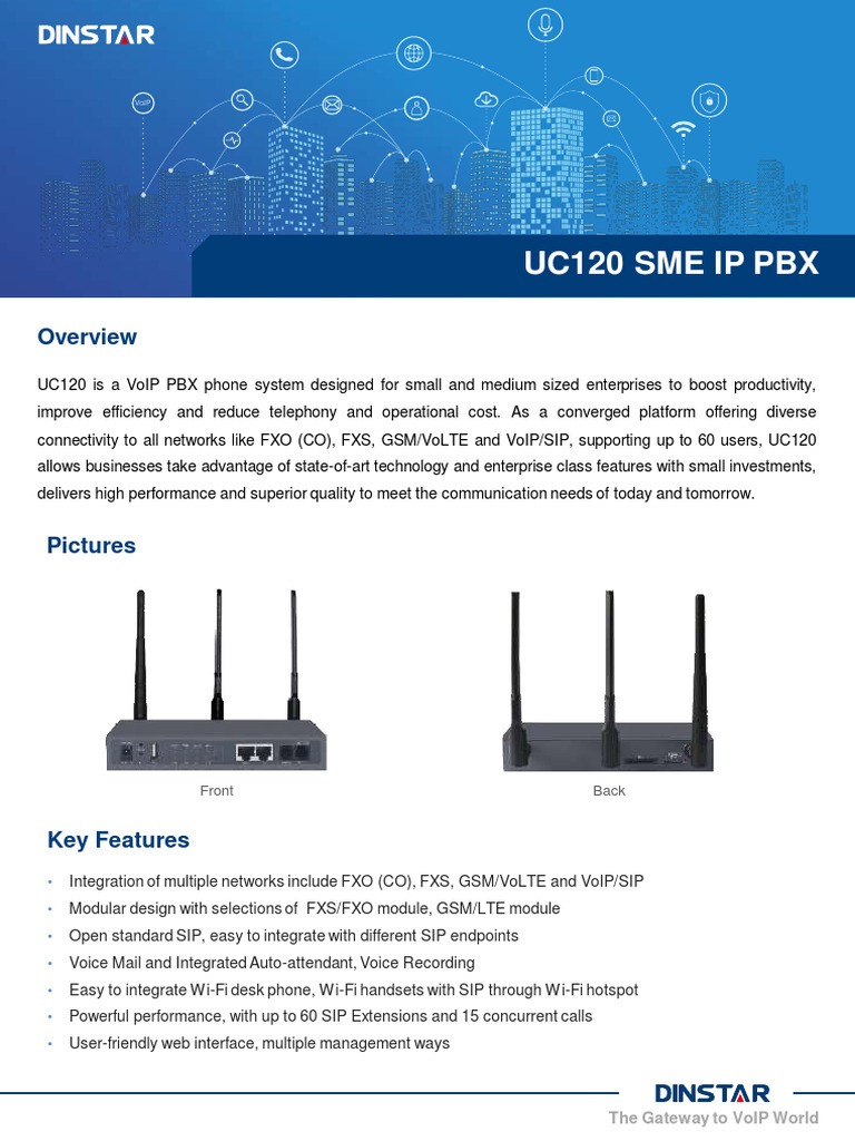 UC120 SME IP PBX Datasheet - v2 | PDF