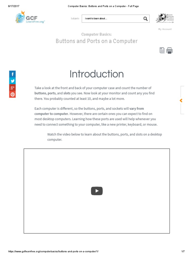 03-Computer-Basics_-Buttons-Ports | PDF | Image Scanner | Printer (Computing)