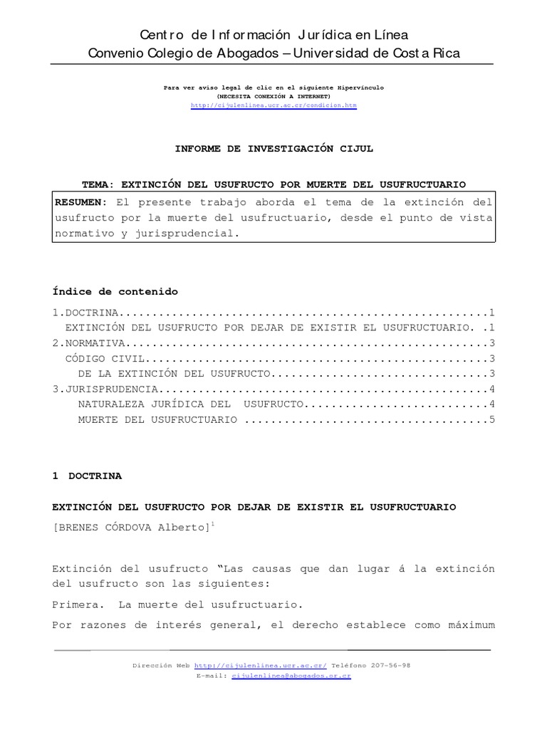Extincion Del Usufructo Por Muerte Del Usufructuario | PDF | Propiedad ...