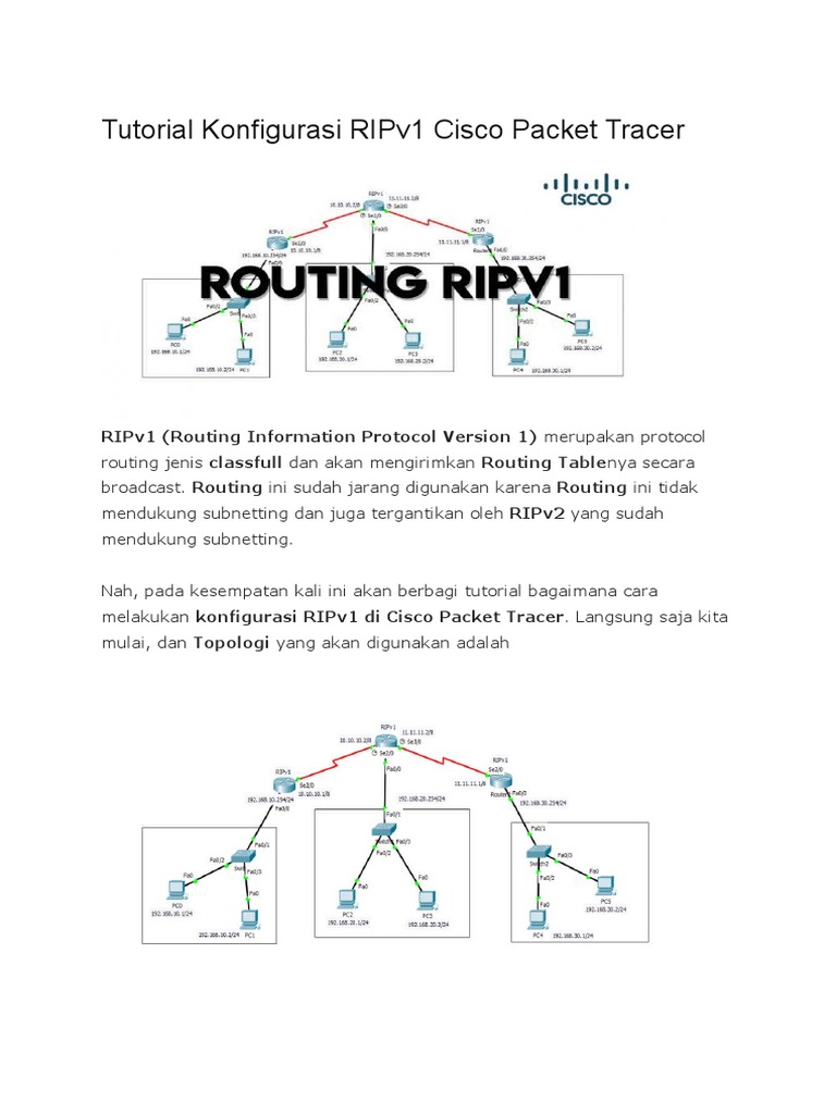 Tutorial Konfigurasi RIPv1 Cisco Packet Tracer | PDF