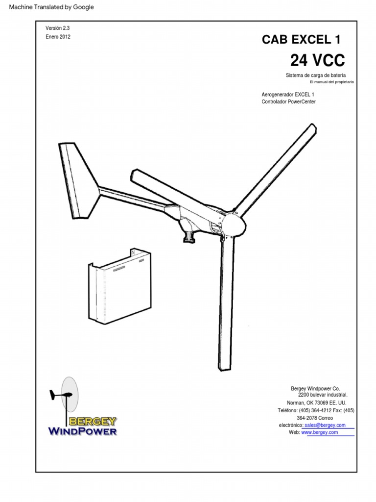 Bergey Excel 1 24v Manual - EN | PDF | Energía eólica | Diodo emisor de luz