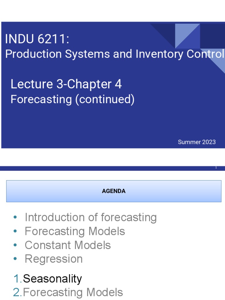 Lecture - 3 - INDU 6221 | Download Free PDF | Errors And Residuals | Forecasting