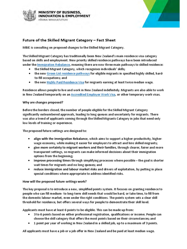 Future of The Skilled Migrant Category Fact Sheet | PDF