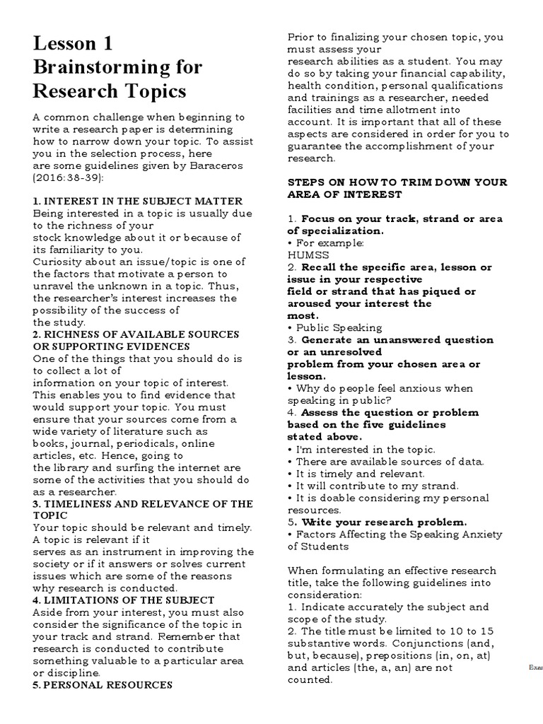 Lesson 1 Brainstorming For | PDF | Hypothesis | Information